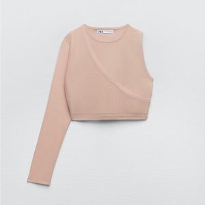 Zara | Tops | Zara Pink Crop Top With Mesh | Poshmark